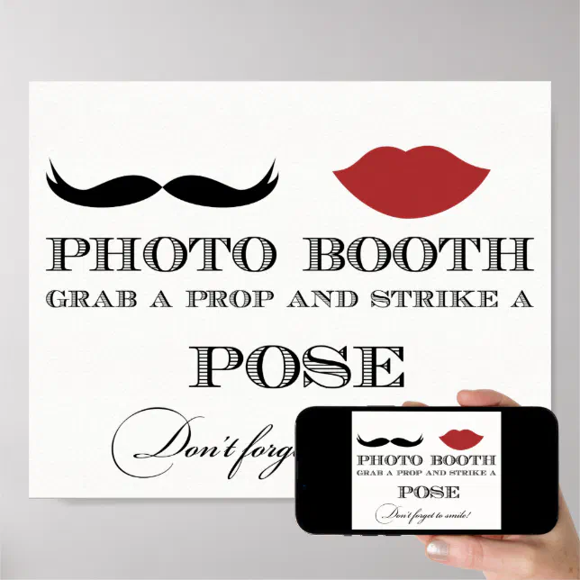 Photo Booth Sign - Grab a Prop and Strike a Pose | Zazzle