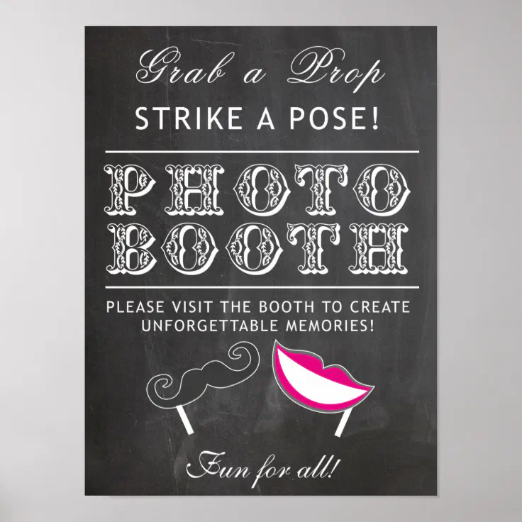 Photo Booth sign - grab a prop chalkboard | Zazzle