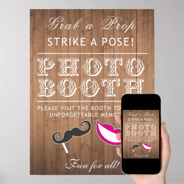 Photo Booth sign - grab a prop funny Wedding sign | Zazzle