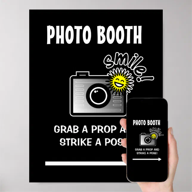 Photo booth sign poster for wedding or Birthday | Zazzle