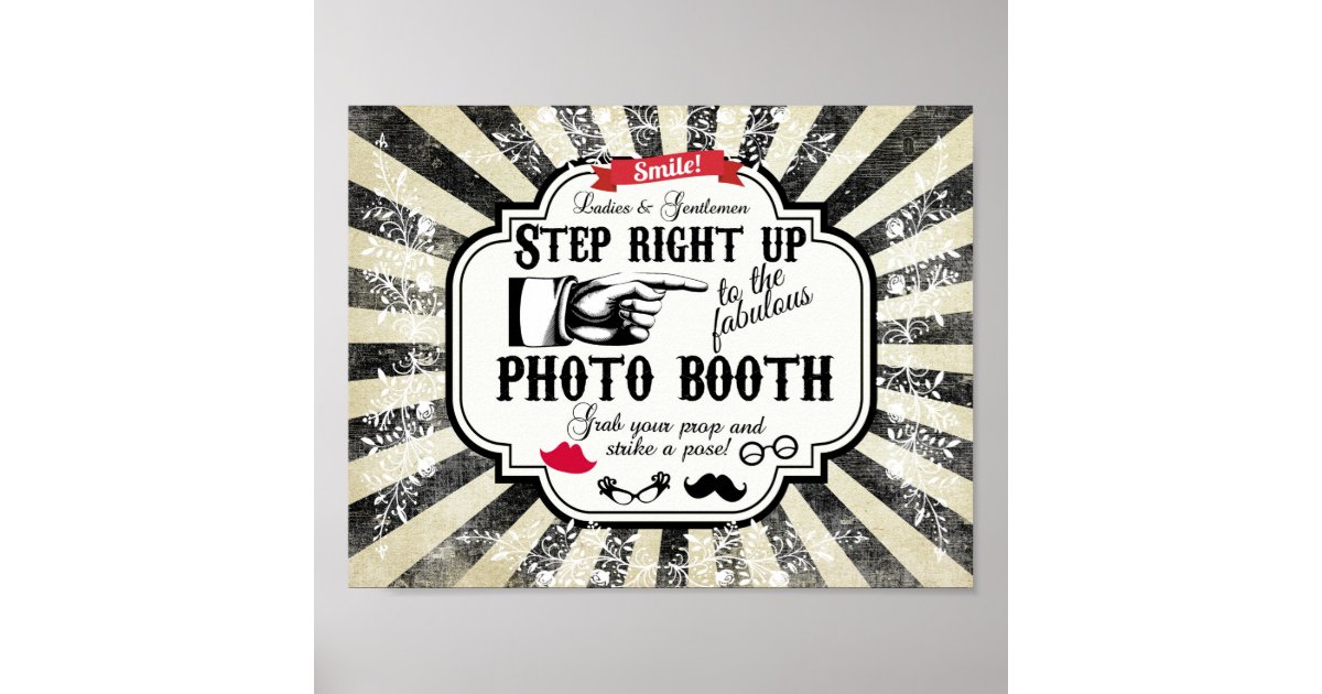 photo booth step right up wedding poster | Zazzle