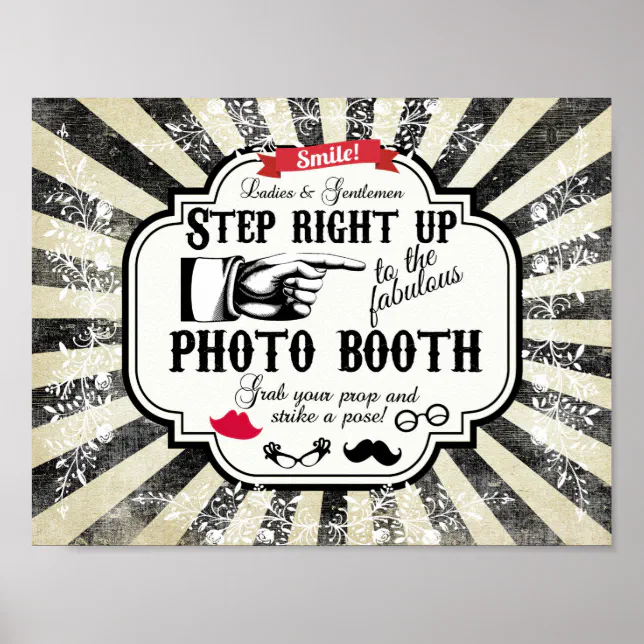 photo booth step right up wedding poster | Zazzle