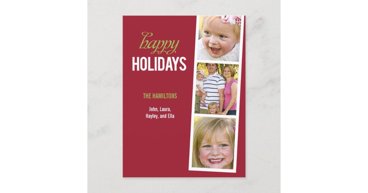 Photo Booth Style Holiday Photo Card Postcard | Zazzle