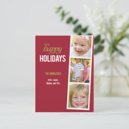 Photo Booth Style Holiday Photo Card Postcard | Zazzle