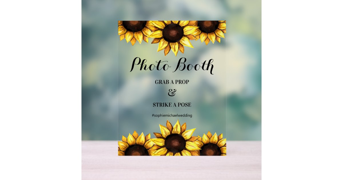 Photo Booth Sunflower Wedding Floral Pedestal Sign | Zazzle