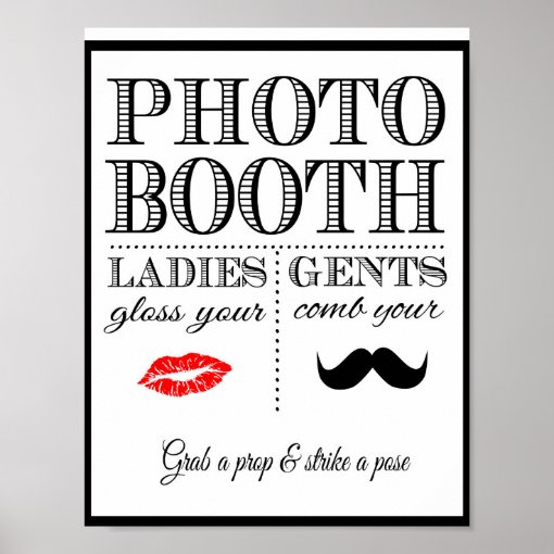PHOTO BOOTH wedding or party sign | Zazzle