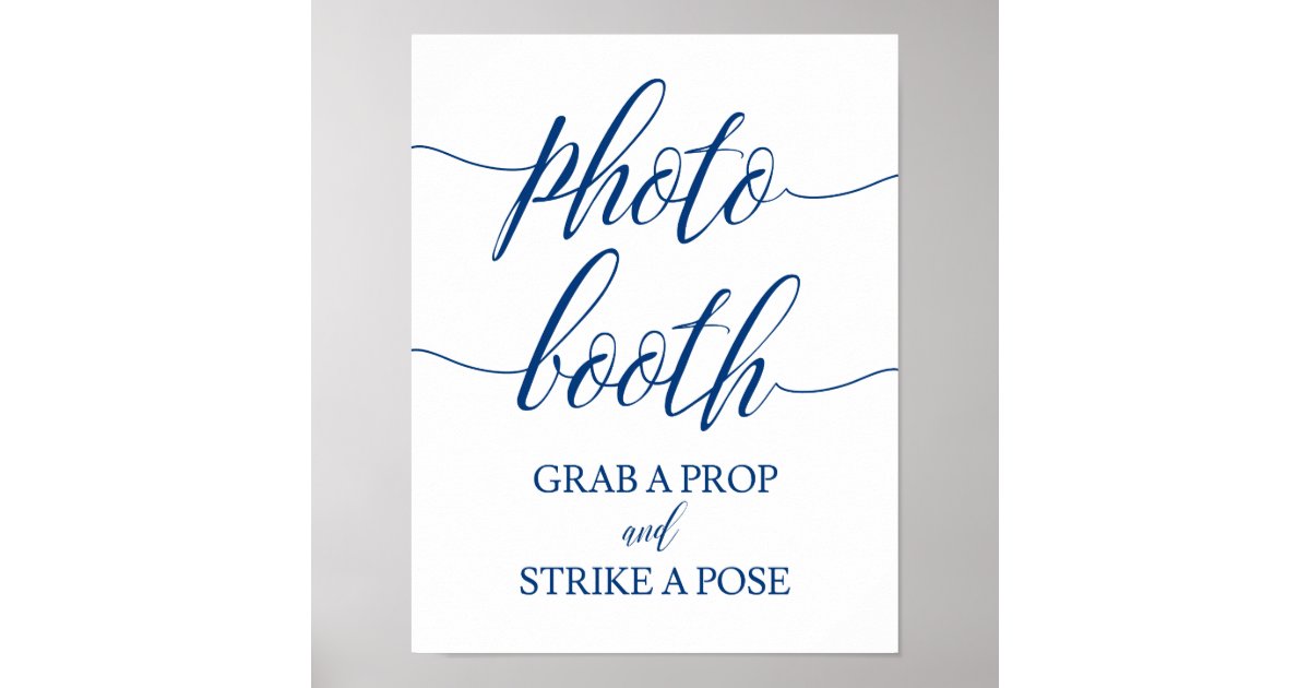 Photo Booth Wedding Sign Navy Blue Calligraphy | Zazzle