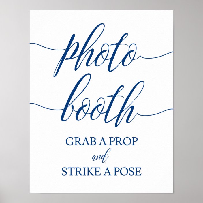 Photo Booth Wedding Sign Navy Blue Calligraphy | Zazzle.com