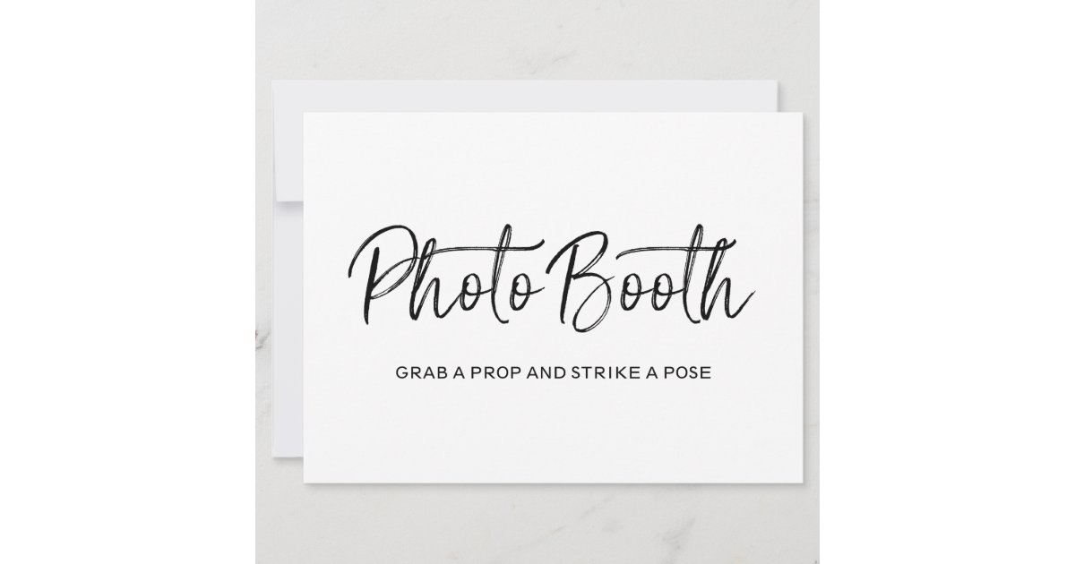 "Photo booth" Wedding Sign | Stylish Lettered Invitation | Zazzle
