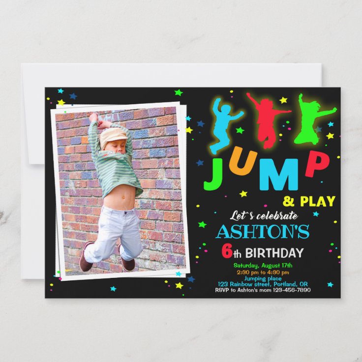 Photo Bounce birthday invitation Jump park invite | Zazzle