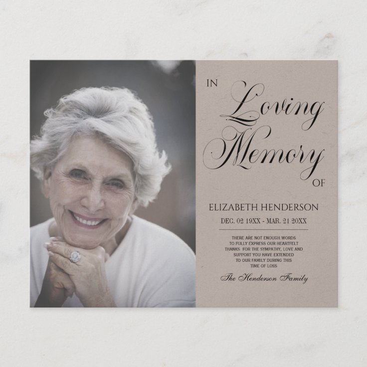PHOTO Budget Sympathy In Loving Memory. Flyer | Zazzle