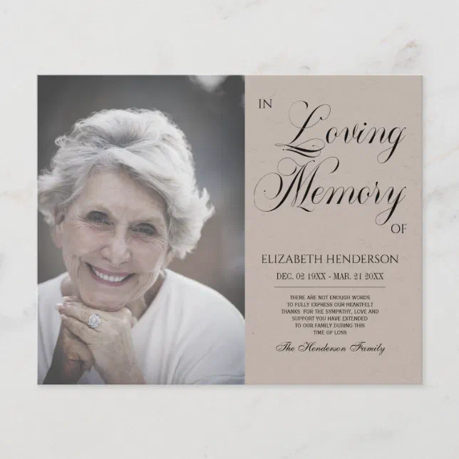 PHOTO Budget Sympathy In Loving Memory. Flyer | Zazzle