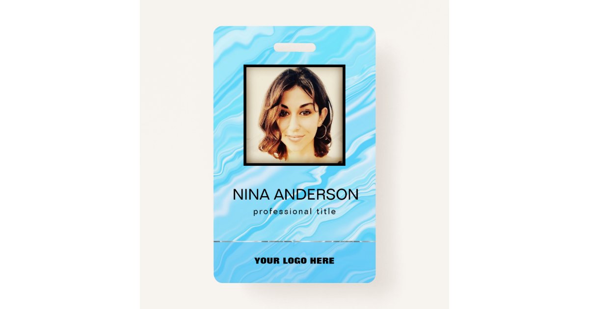 Photo Business Badge Blue Background | Zazzle