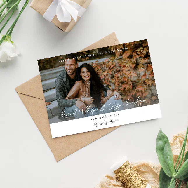 Photo & Calligraphy 14 Mod Horizontal Wedding V2 Invitation | Zazzle