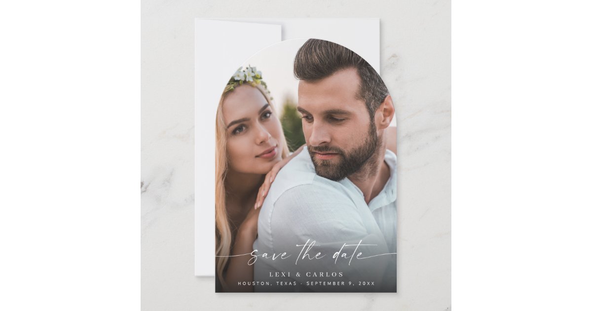 Photo & Calligraphy 3 Mod Vert V2 Arc Invitation | Zazzle