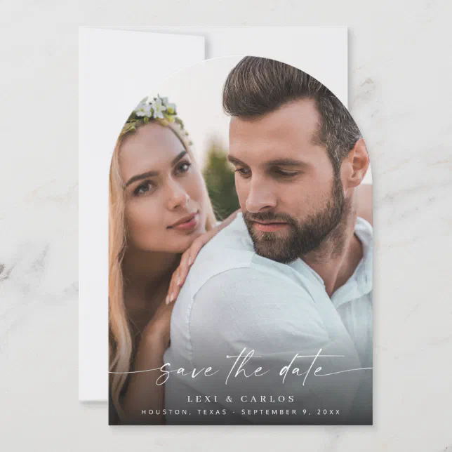 Photo & Calligraphy 3 Mod Vert V2 Arc Invitation | Zazzle