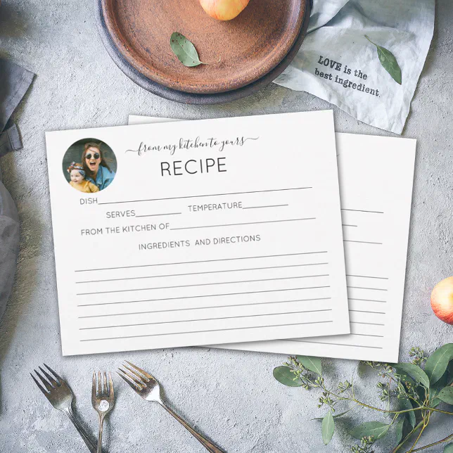 Photo Calligraphy Recipe Card | Zazzle