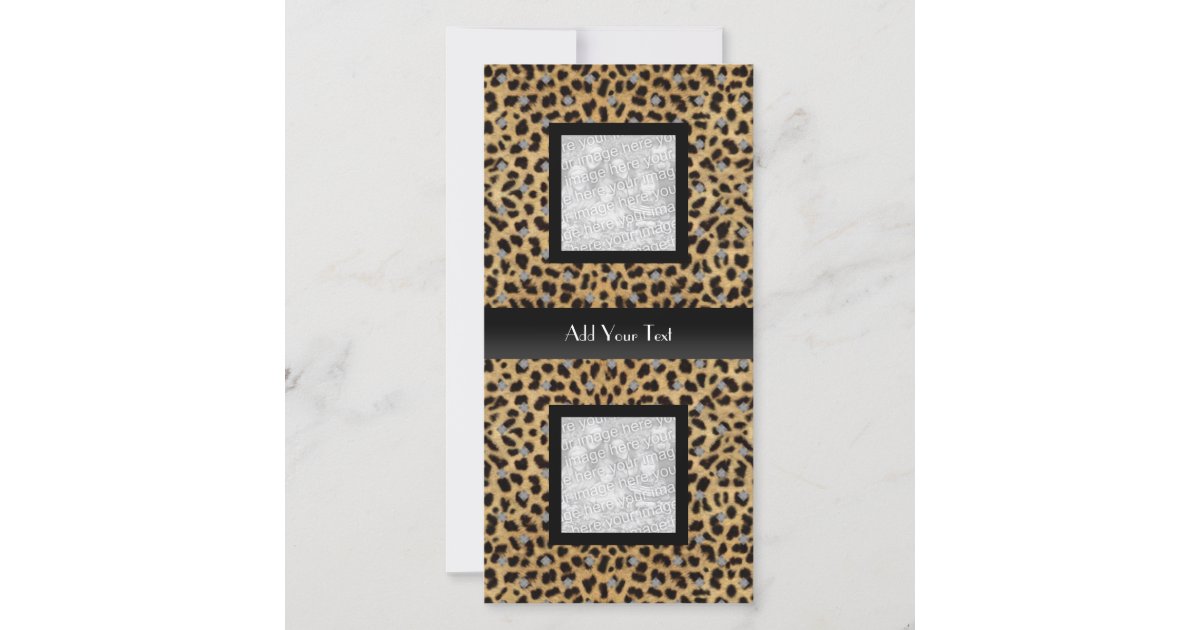 Photo Card Leopard Animal Look Elegant Black | Zazzle