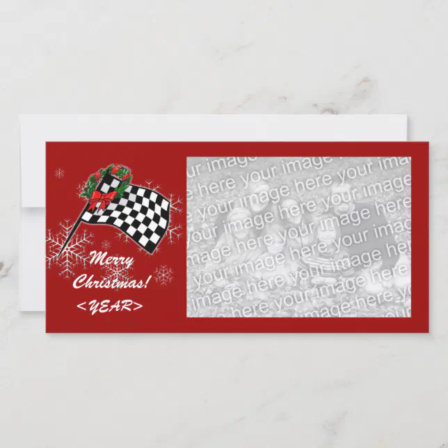 Photo Card - Racing Flag Christmas | Zazzle