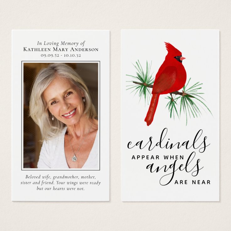 Photo Cardinal Memorial Card | Zazzle