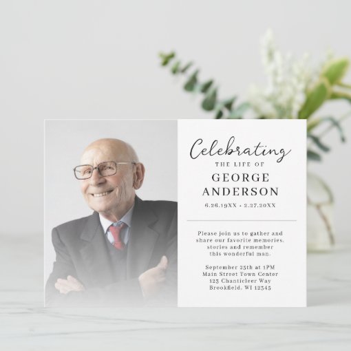 Photo Celebration of Life Memorial Invitation | Zazzle