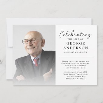 Photo Celebration of Life Memorial Invitation | Zazzle