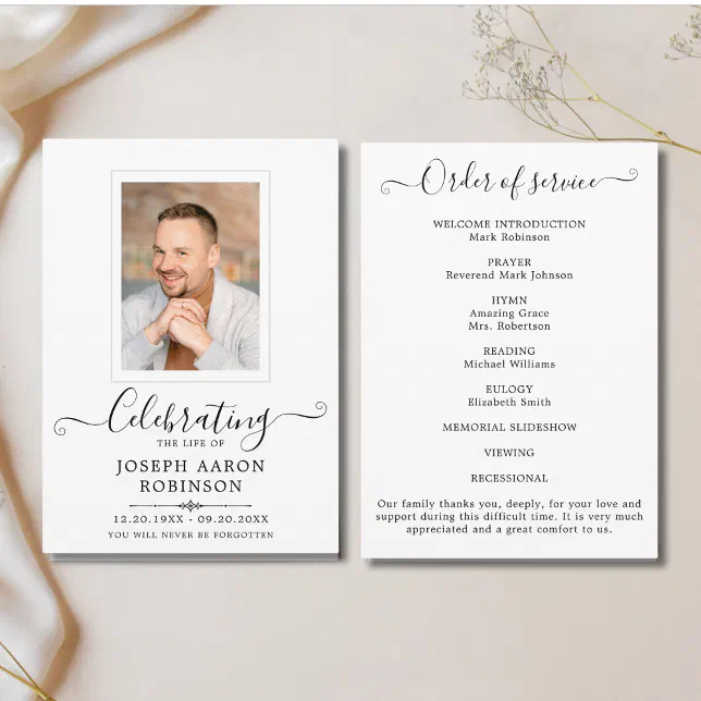 Photo Celebration of Life Order of Service Program | Zazzle