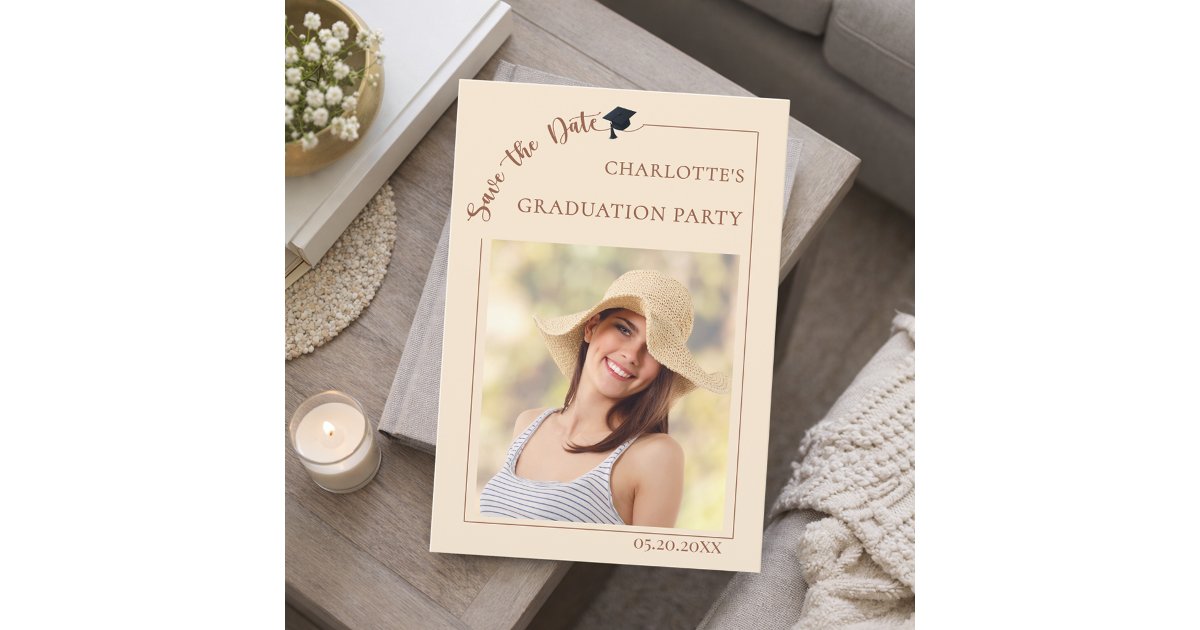 Photo champagne Graduation party Save the Date | Zazzle