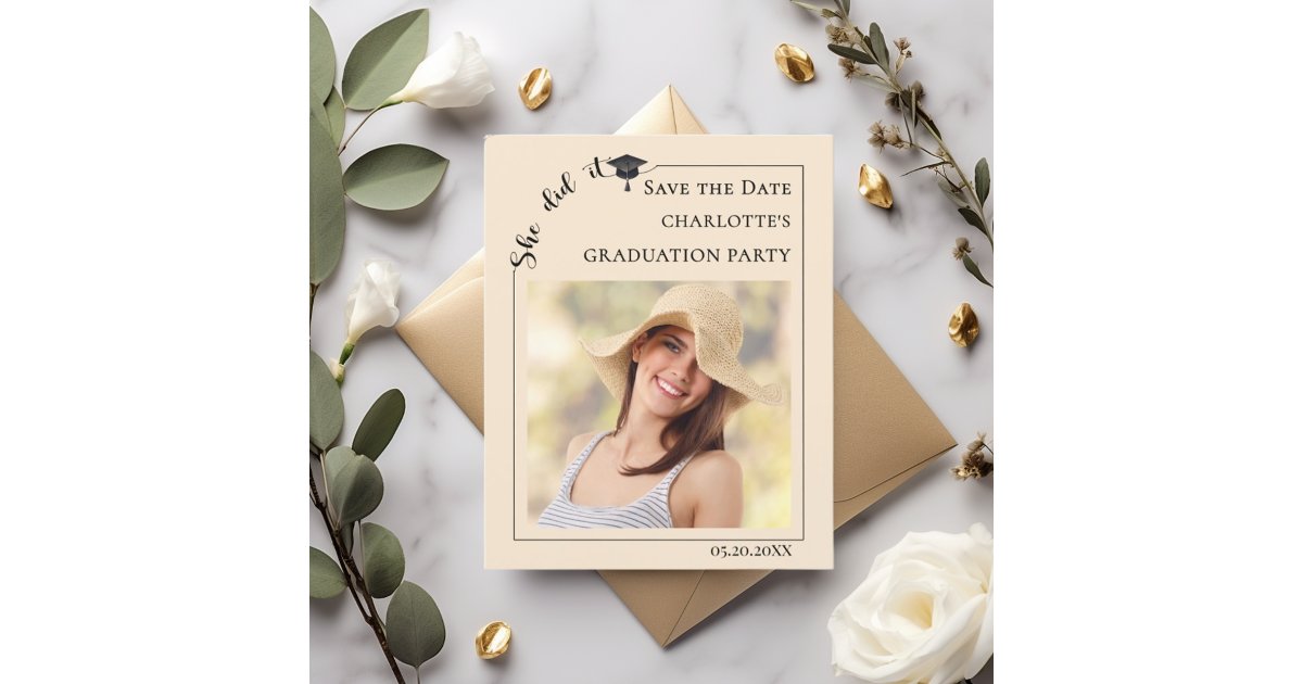 Photo Champagne Graduation Save the Date card | Zazzle