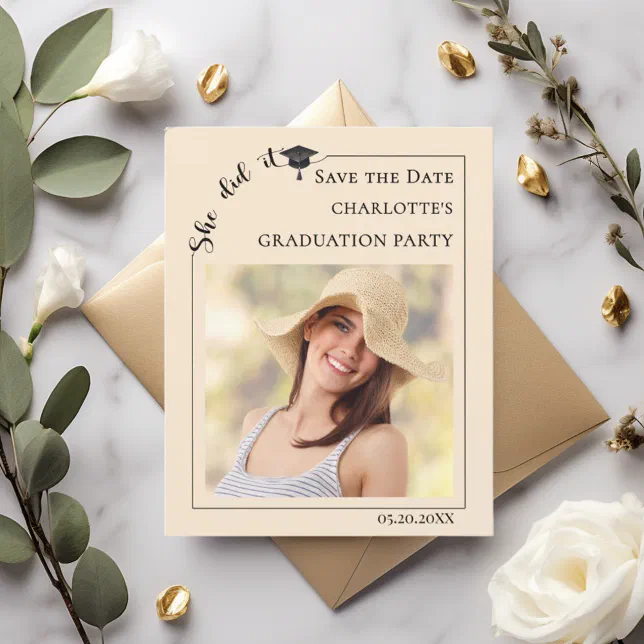 Photo Champagne Graduation Save the Date card | Zazzle