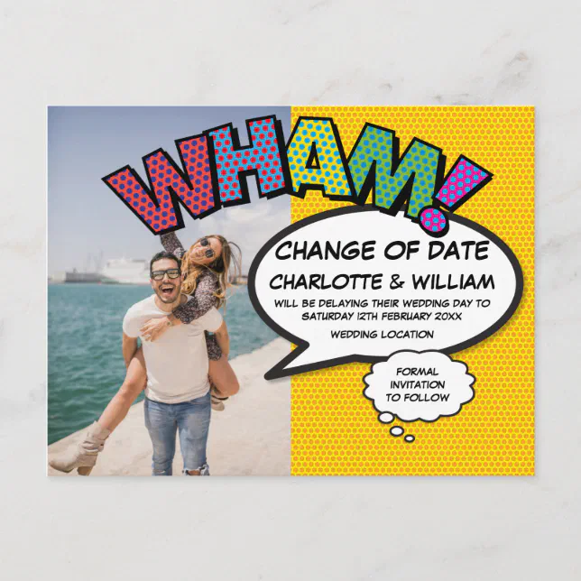 Photo Change of Date Fun Modern Comic Postcard | Zazzle