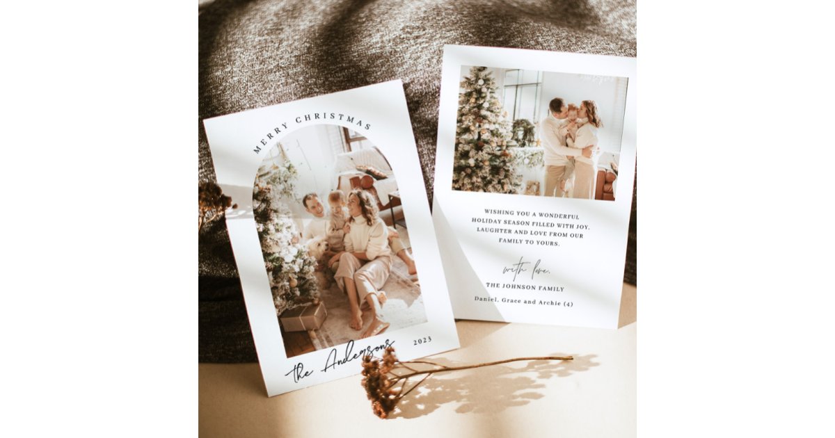 Photo Christmas Card | Boho Modern Holiday Card | Zazzle