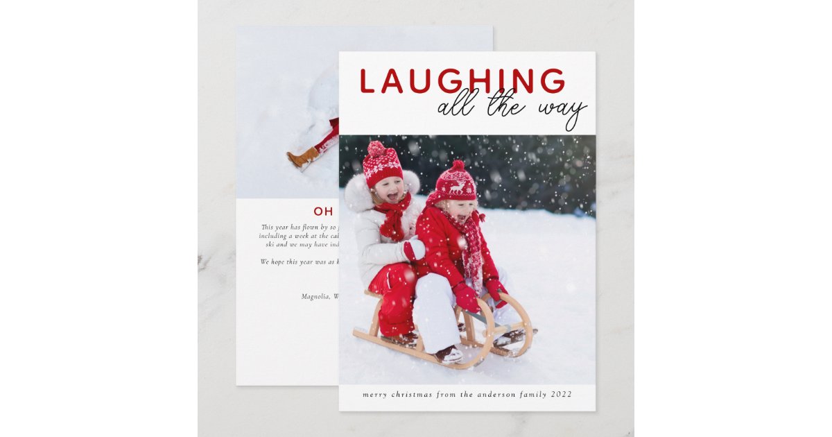 Photo Christmas Card | Laughing All the Way | Zazzle