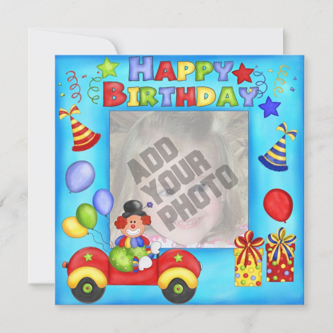 Photo Clown Birthday Card | Zazzle