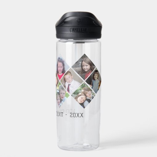 Photo Collage - 13 Photos Diamond All Over Pattern Water Bottle | Zazzle