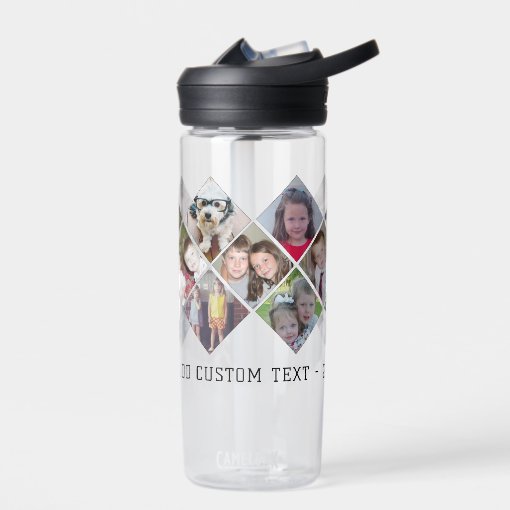 Photo Collage - 13 Photos Diamond All Over Pattern Water Bottle | Zazzle