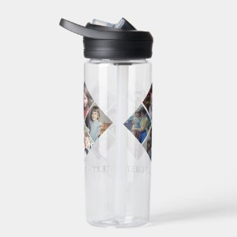 Photo Collage - 13 Photos Diamond All Over Pattern Water Bottle | Zazzle