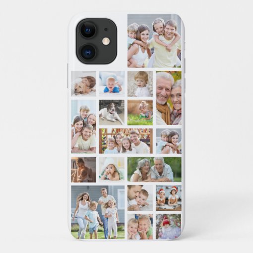 Photo Collage 18 Photos Custom Color White Case-Mate iPhone Case | Zazzle