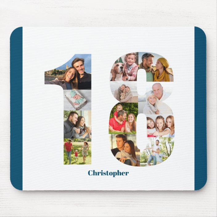 Photo Collage 18th Birthday Number 18 Personalized Mouse Pad | Zazzle.com