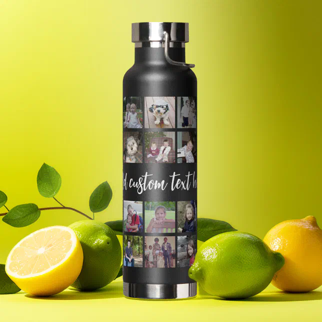 Photo Collage - 28 Photos All Over Pattern Grid Water Bottle | Zazzle
