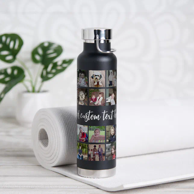 Photo Collage - 28 Photos All Over Pattern Grid Water Bottle | Zazzle