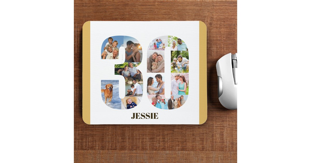 Photo Collage 30th Birthday Number 30 Custom Mouse Pad | Zazzle