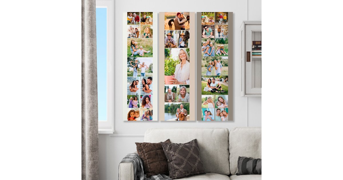 Photo Collage 31 Picture Neutral Cream Beige Triptych | Zazzle
