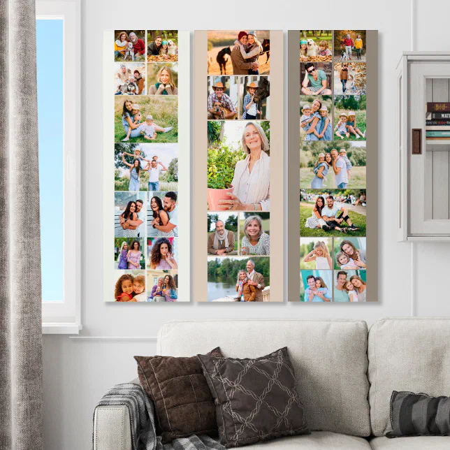 Photo Collage 31 Picture Neutral Cream Beige Triptych | Zazzle