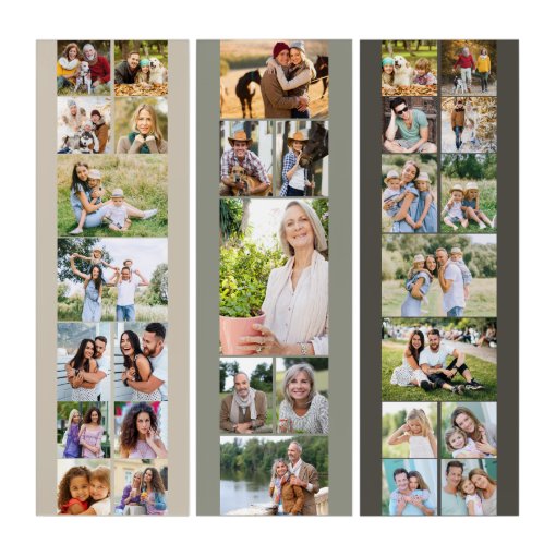 Photo Collage 31 Picture Neutral Grey Green Triptych | Zazzle