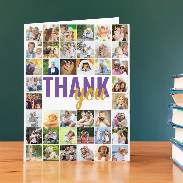 Photo Collage 40 Picture Personalised Thank You Card | Zazzle