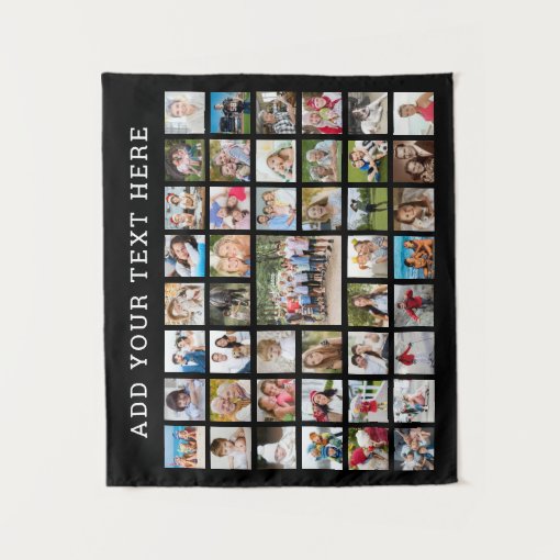 Photo Collage 45 Photos Personalized Custom Color Tapestry | Zazzle