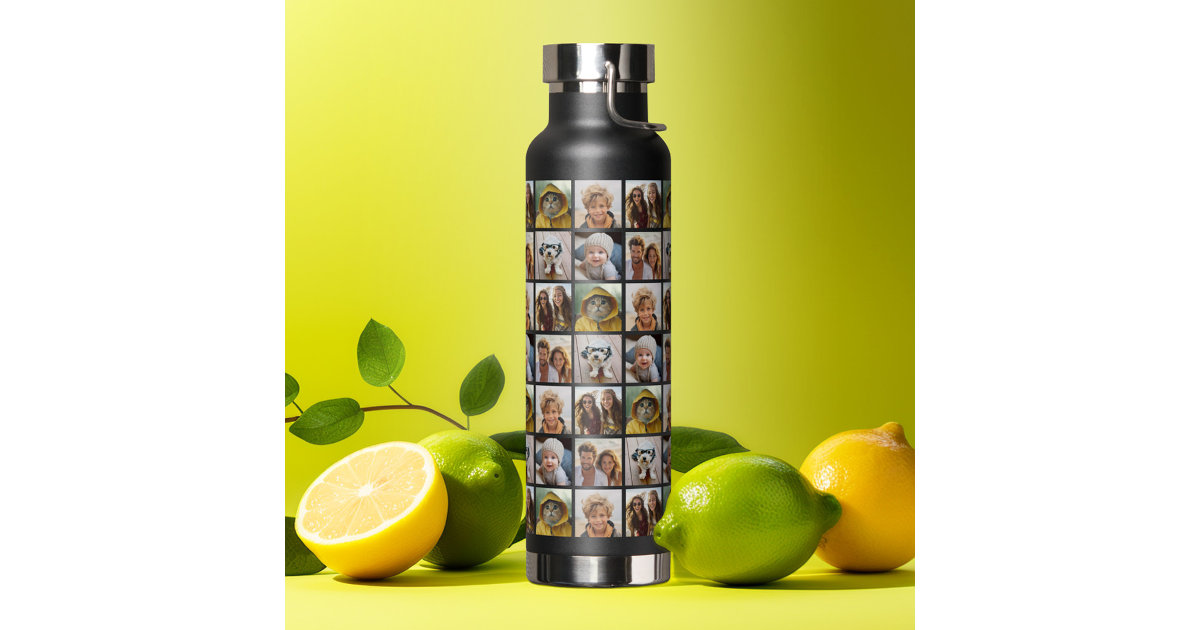 Photo Collage - 6 Photos All Over Pattern Grid Water Bottle | Zazzle