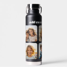 Photo Collage - 6 Photos Collage Custom Text Water Bottle | Zazzle