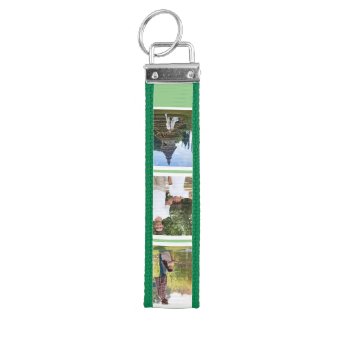 Photo Collage 6 Portrait Picture Green Wrist Keychain | Zazzle